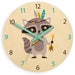 Kids wall clock raccoon with personalizen name Wood clock | Etsy