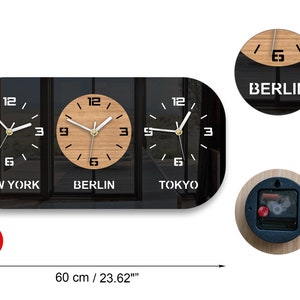 LARGE Office Clock, World Timezone Wall Clock, Time Zone Wall Clock ...