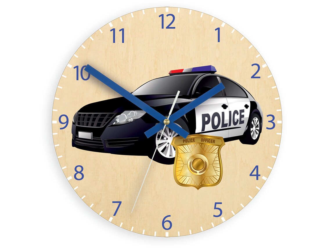 Kids Wall Clock Police Car With Personalizen Name Wood - Etsy