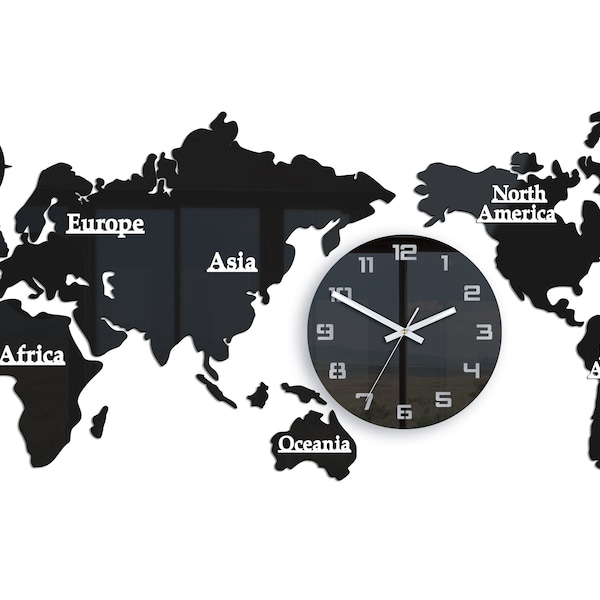 World Map Wall Clock - Etsy
