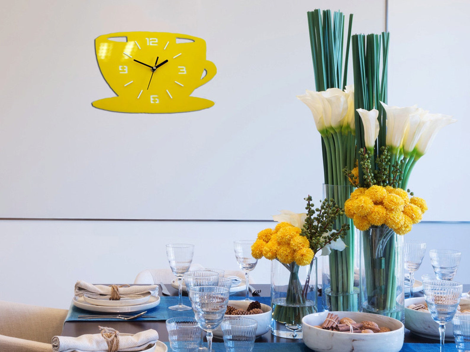 Large Wall Clock Clock to Kitchen Modern Clock Yellow Gift | Etsy