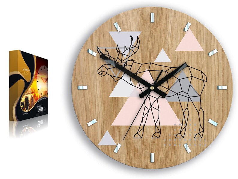 Large Wall Clock in Scandinavian Style Geometric Moose 33 Cm - Etsy