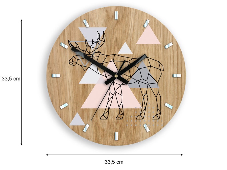 Large Wall Clock in Scandinavian Style Geometric Moose 33 Cm - Etsy