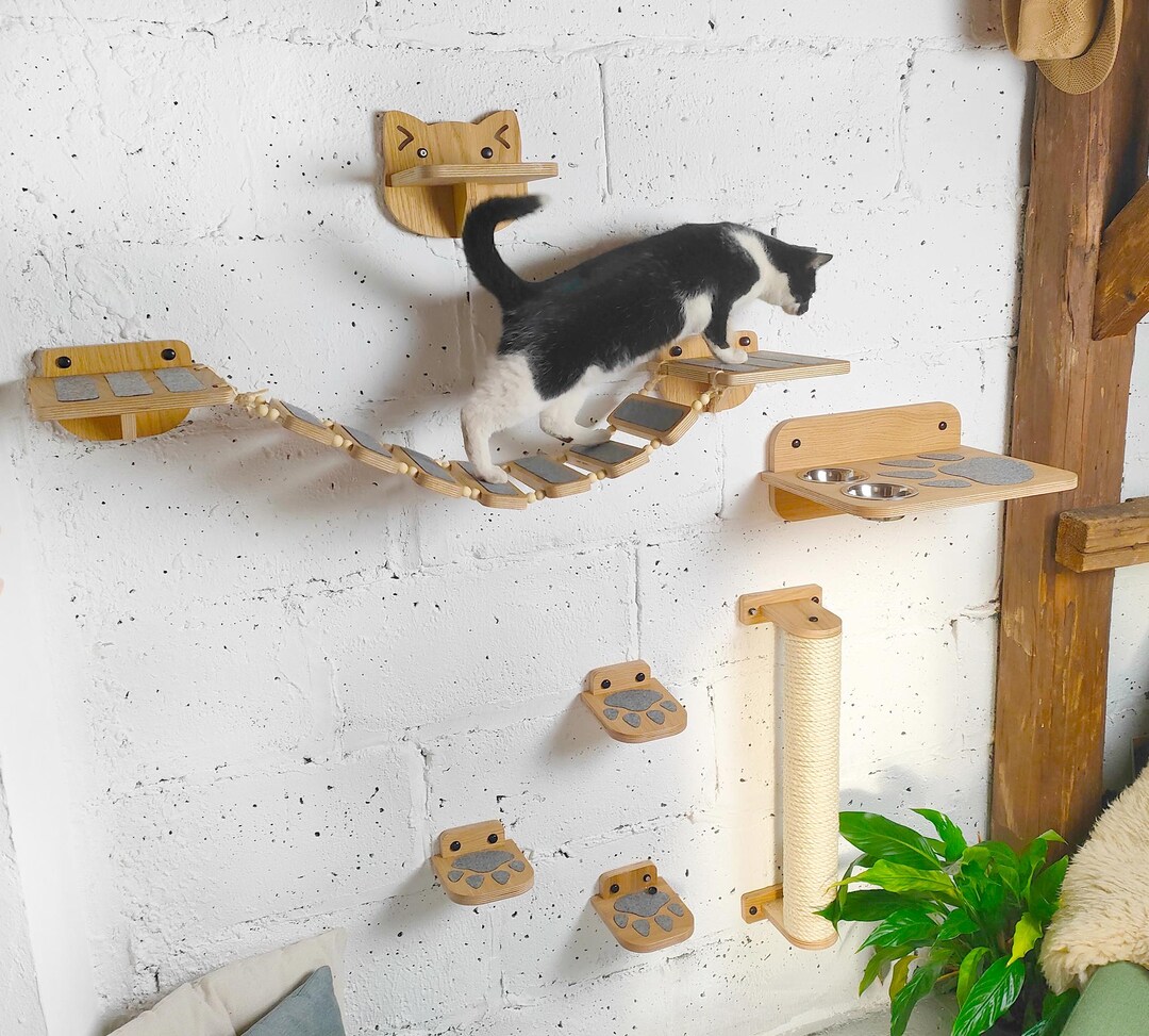 SET of 7 Items for CATS – Play Shelf for Cat, Modern Cat Furniture ...