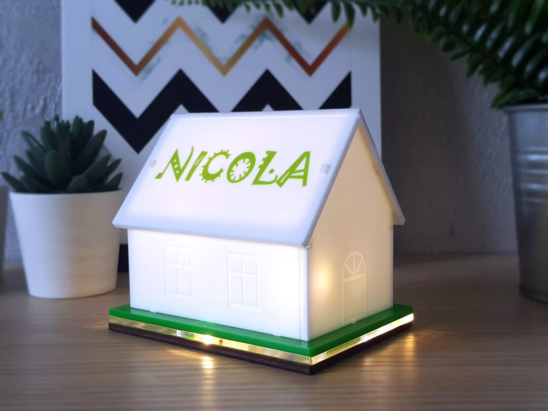 Lighted Acrylic House Minimal Structure in Matte White Personalized ...