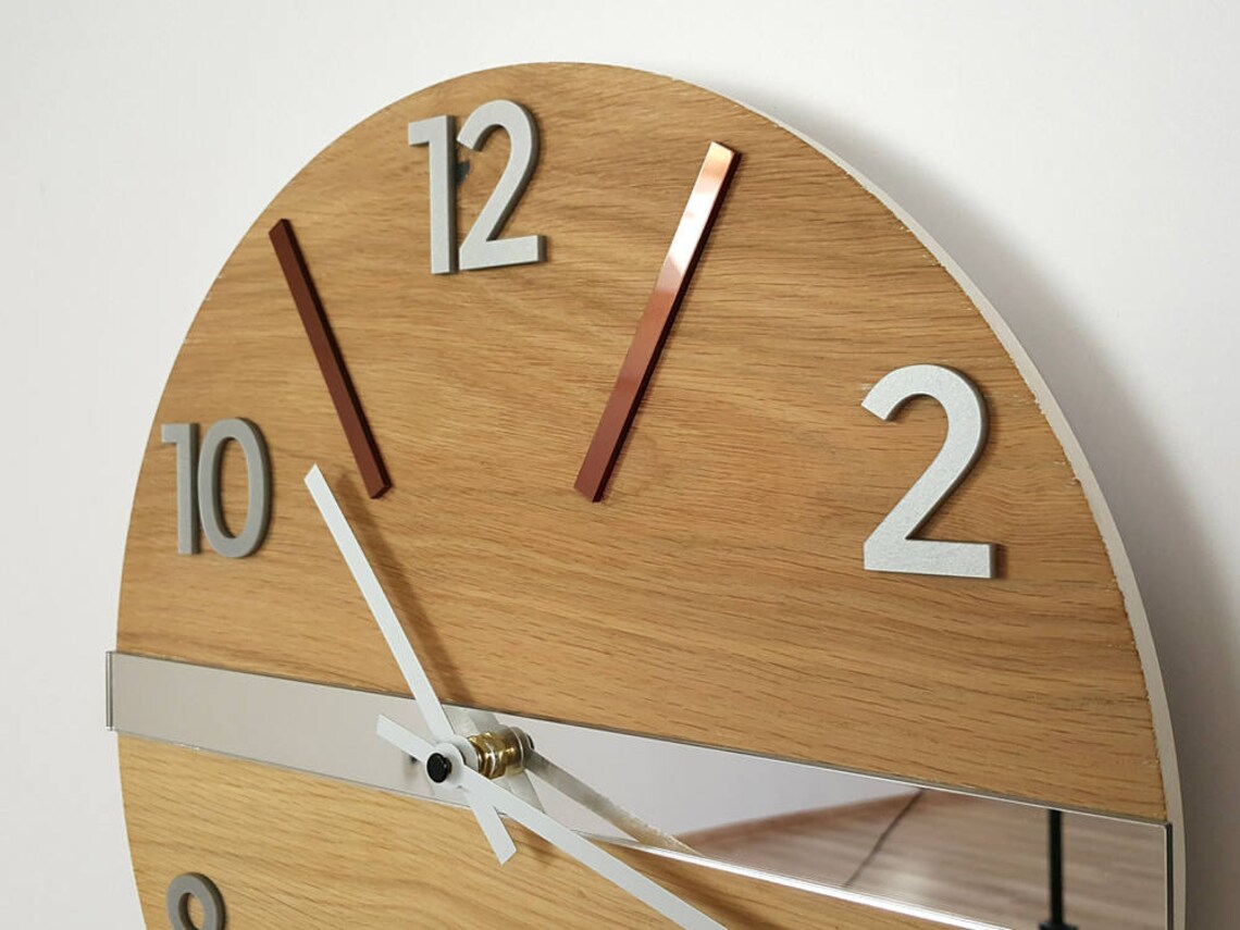 Wall Clock Wood Clock Large Wall Clock Gift Wall Decor Unique Wall OAK ...