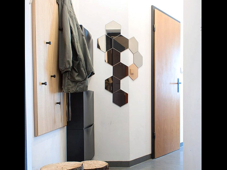 Hexagon Shape Mirror Wall Decal Wall Sticker 3 Pcs Silver Etsy