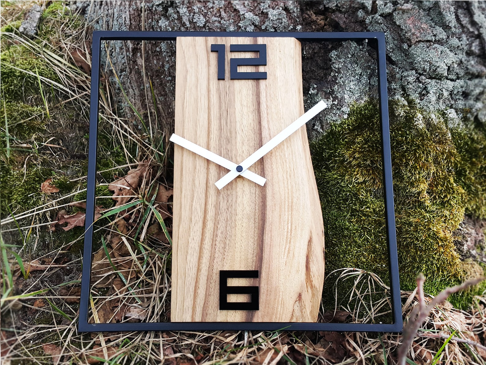 Metal Walnut Wall Clock Walnut Clock Metal Art Modern - Etsy