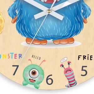 Children Wall Clock - Monster Friends Clock, Personalizen Name, Wood ...