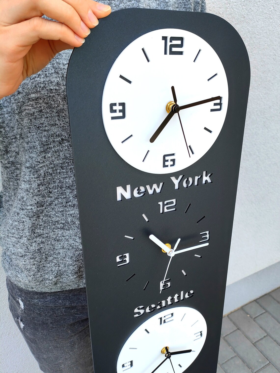 Large Wall Clock Personalized Wall Clock With Cities - Etsy