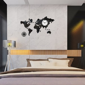 Large Wall Clock, Clock World, Clock Map, Modern Clock, Wall Decoration ...
