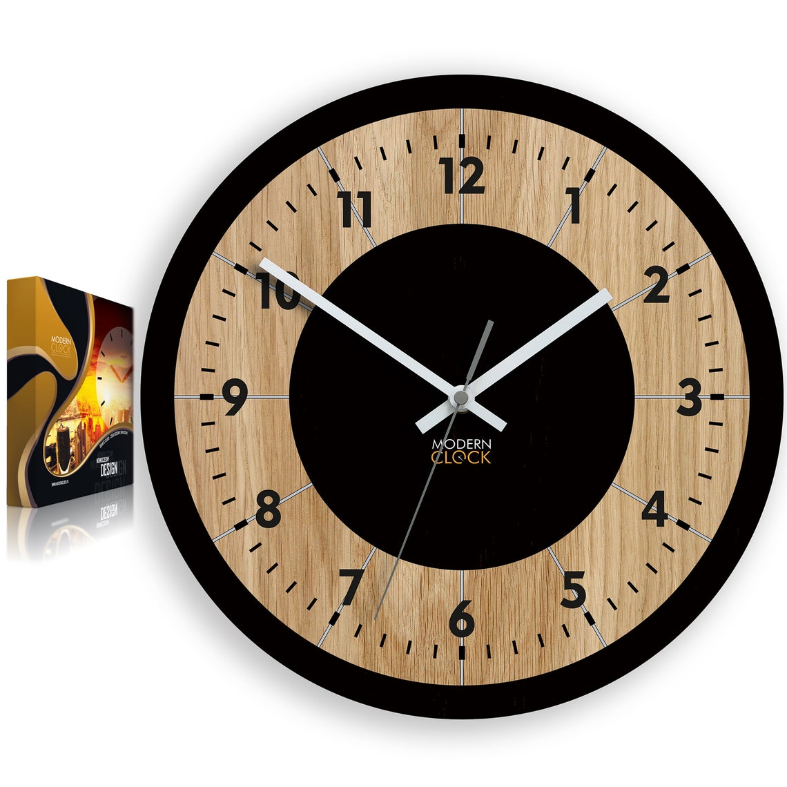 Wall Clock OAK 13 in Tokio With Numbers Wood Clock | Etsy