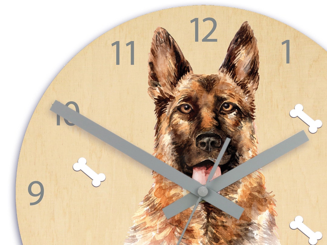 German Shepherd Dog, Silent, Quiet, Large Wall Clock Birthday Gift ...