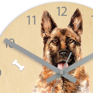 German Shepherd Dog, Silent, Quiet, Large Wall Clock Birthday Gift ...