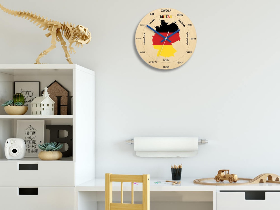 Clock for learning German German map wooden clock clock for | Etsy