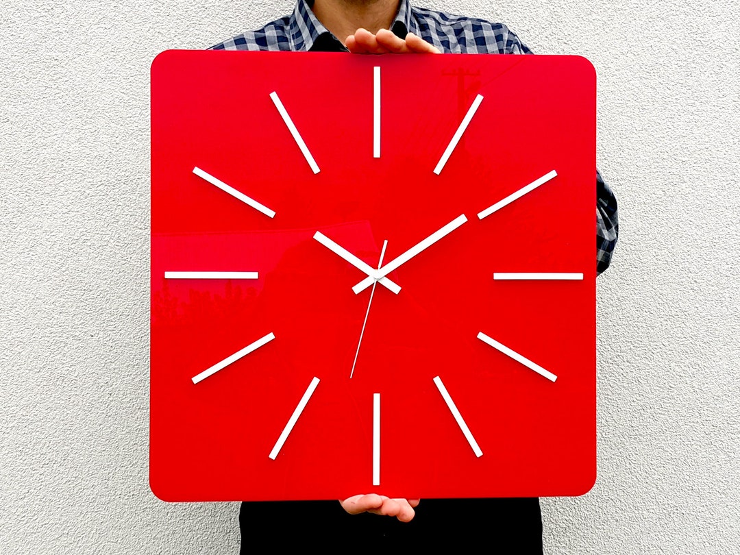 Wall Clock HIPNOTIC Large Red Silent Clock 49cm / 19,29 - Etsy