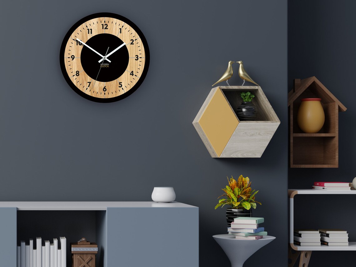 Wall Clock OAK 13 in Tokio With Numbers Wood Clock | Etsy