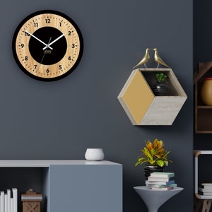 Wall Clock - OAK 13 in - Tokio With Numbers - Wood Clock - Black and ...