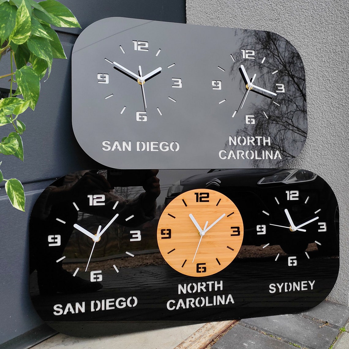 LARGE World Timezone Wall Clock, Personalized Clock , Time Zone Wall ...