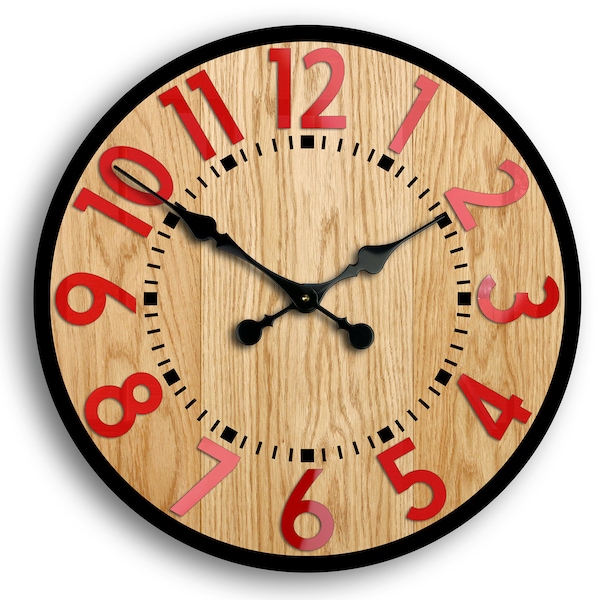 Red Wood Wall Clock - Etsy