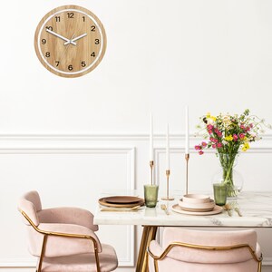 Large Wall Clock, Karl Wood Wall Clock With Black Numbers, Oak Clock 33 ...