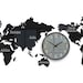 Large Wall Clock World Map Black With Gold Numbers 110cm X 55cm / 43,31 ...