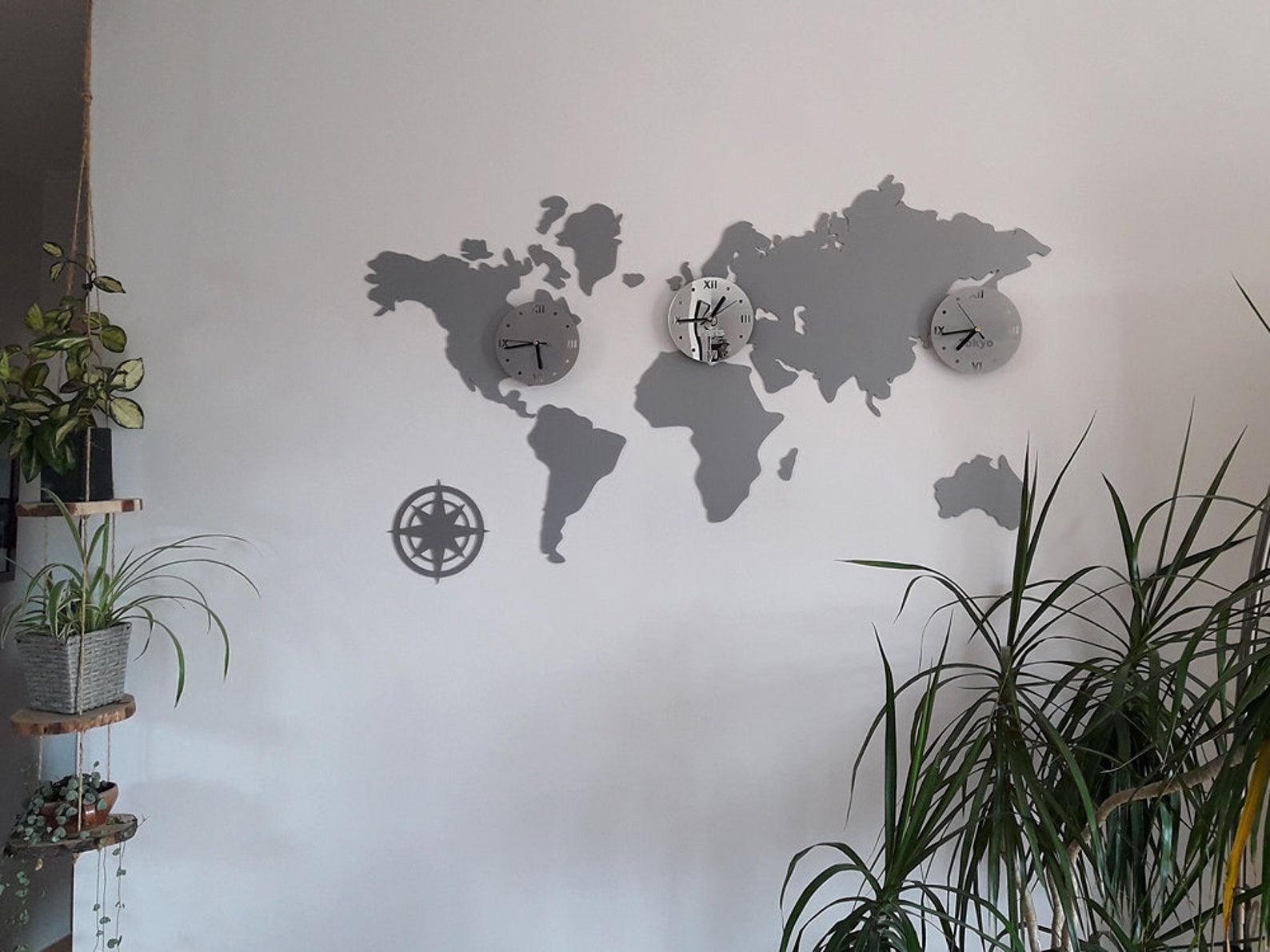 Large Wall Clock World Personalized Clock Stone Gray Clock | Etsy