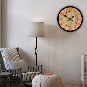 Wall Clock - OAK 13 in - Berlin With Numbers Orange - Wood Clock - Loft ...