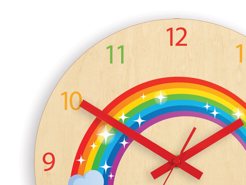 Children Wall Clock Rainbow With Personalizen Name Wood - Etsy
