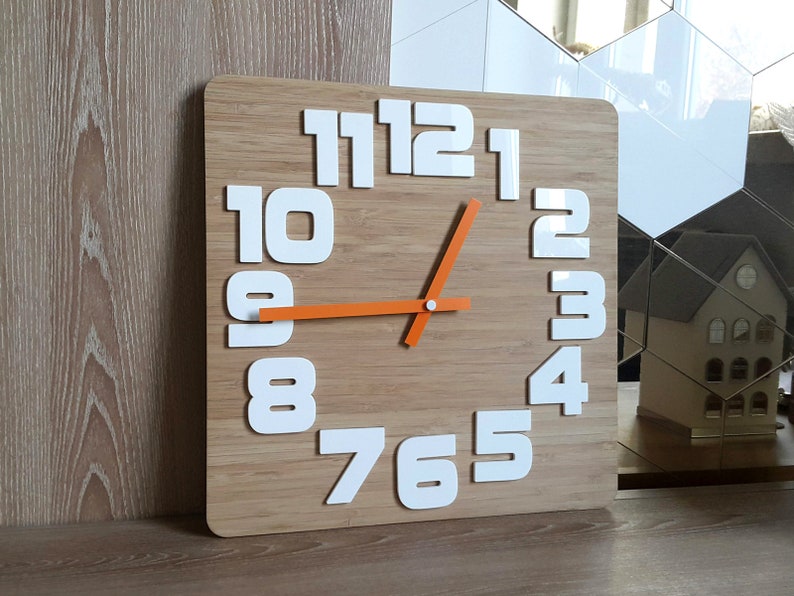 LARGE Wall Clock Logic With White Numbers Modern Silent Wall - Etsy