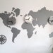 Large Wall Clock World, Personalized Clock, Stone Gray Clock, 3 Time ...