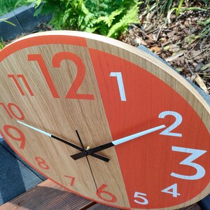 Orange Silent Kitchen Clock , Large Wood Orange Clock, Alfred Orange by ...