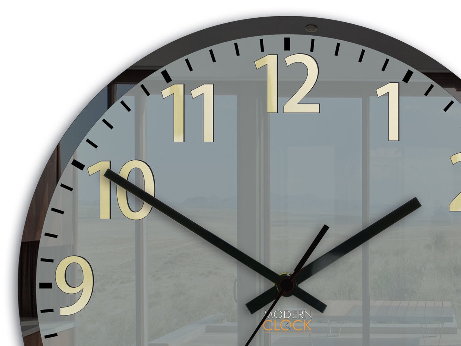 Large Wall Clock, Gray Clock With Gold Numbers, Clock Phil Gift, Wall ...