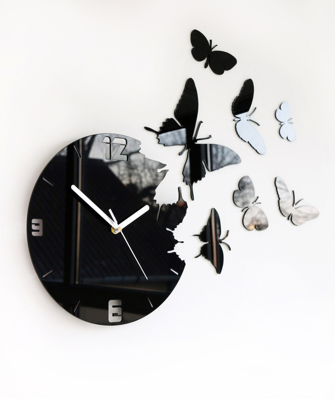 Wall Clock BUTTERFLY Large Wall Clock Clock Modern Wall Clock Clocks ...