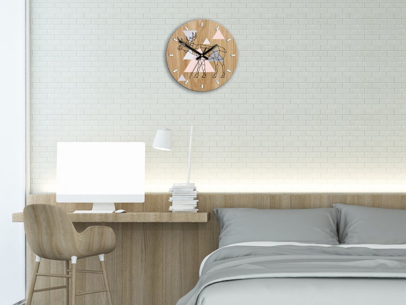 Large Wall Clock in Scandinavian Style Geometric Moose 33 Cm - Etsy