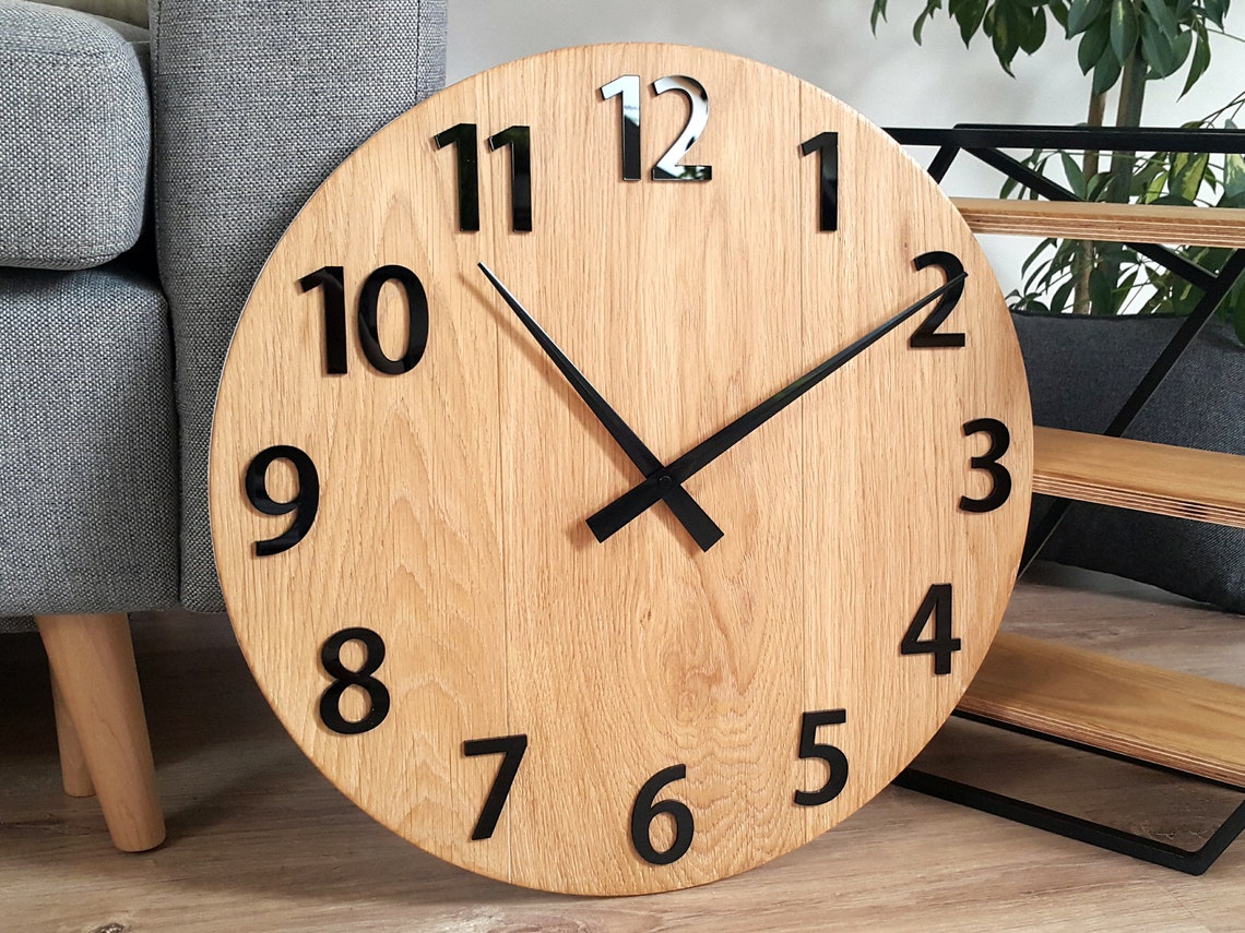 Large Wall Clock Amedeusz Wood Modernclock Silent Clock With - Etsy