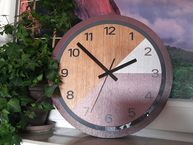 Scandi Wall Clock With Pastel Colors Minimalist Wooden Clock | Etsy