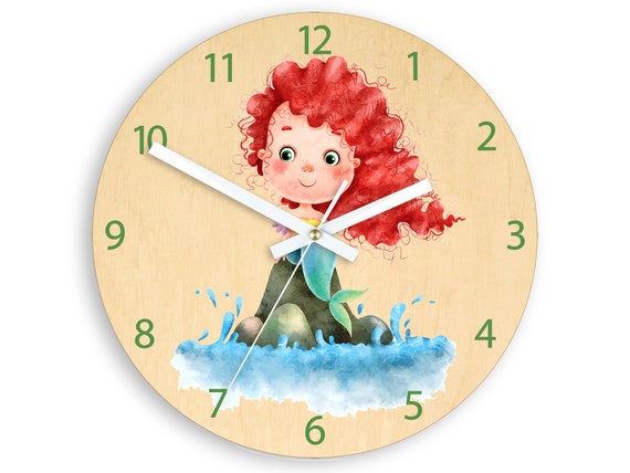 Kids Clock Mermaid With Beautiful Hair Childrens Wall Clock - Etsy