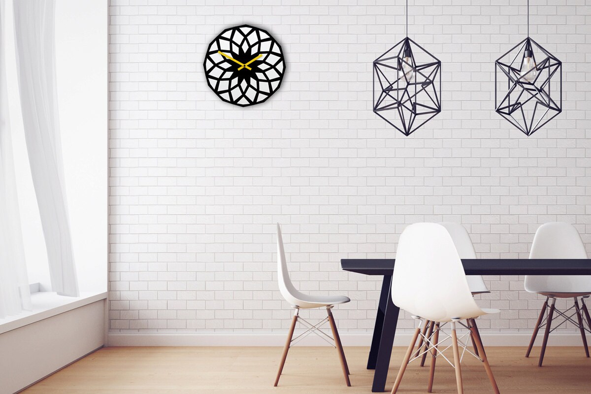Geometric Wall Clock LOTUS Modern Clock Gift Wall Decoration | Etsy