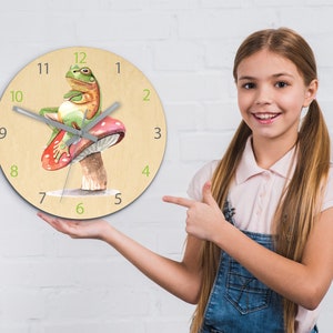 Personalized Wooden Clock - Sweet Frog, With Name, Dates, Clock With ...