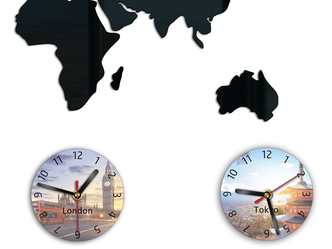 Large Wall Clock World Maps, Colorful, Modern Clock, Gift, Wall Clock ...