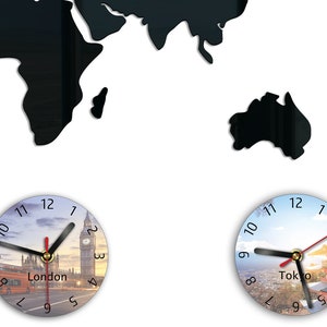 Large Wall Clock World Maps, Colorful, Modern Clock, Gift, Wall Clock ...