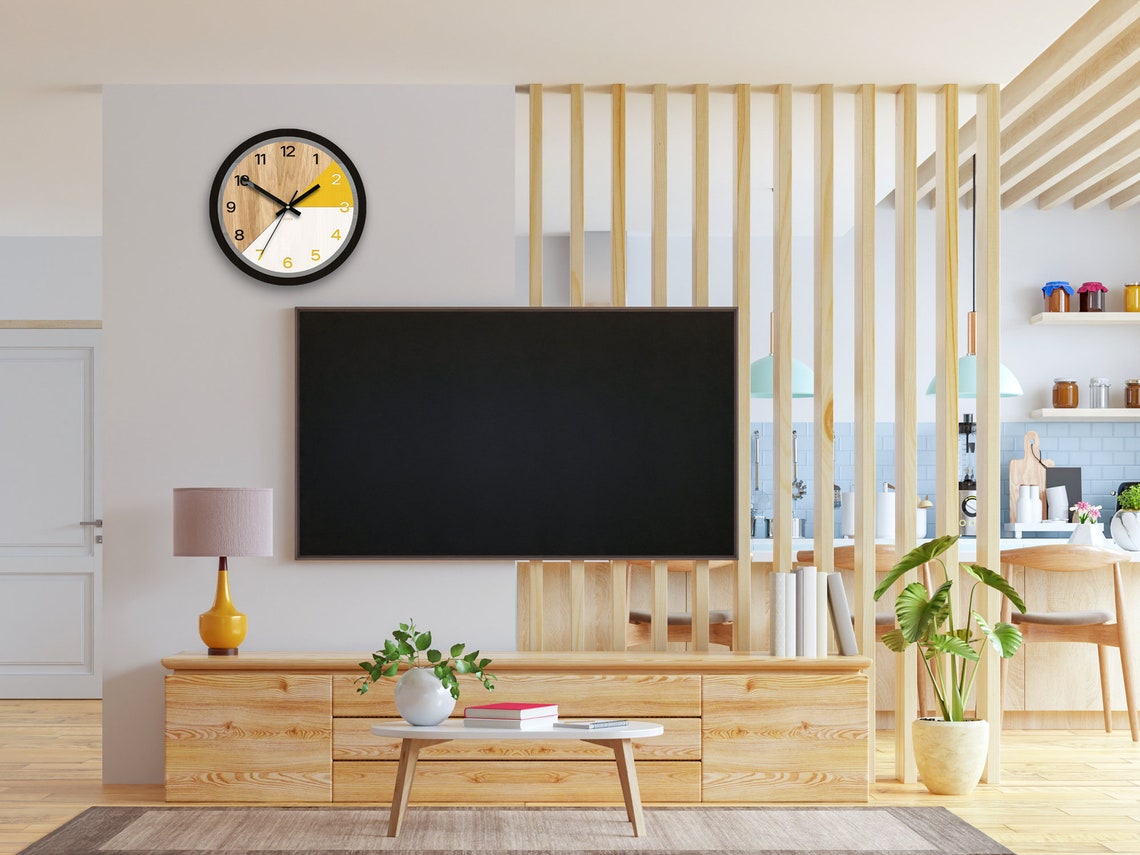 Scandi Wall Clock With Pastel Colors Minimalist Wooden Clock - Etsy