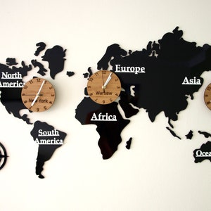 LARGE Wall Clock, Time Zones, World Clock, World Map, 100cm X 56cm / 39 ...