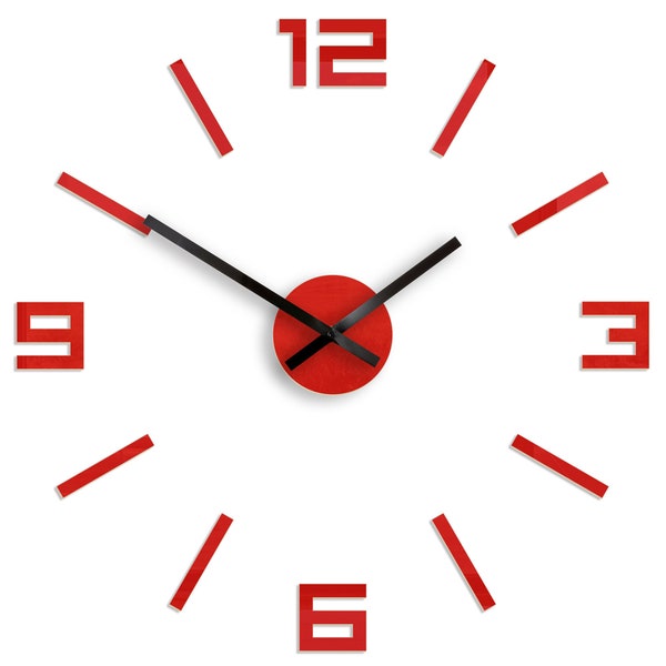 Red Wall Clock - Etsy