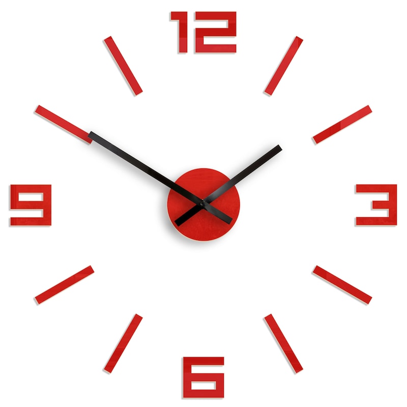Red Wall Clock - Etsy