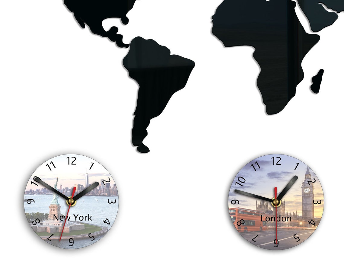 Large Wall Clock World Maps, Colorful, Modern Clock, Gift, Wall Clock ...