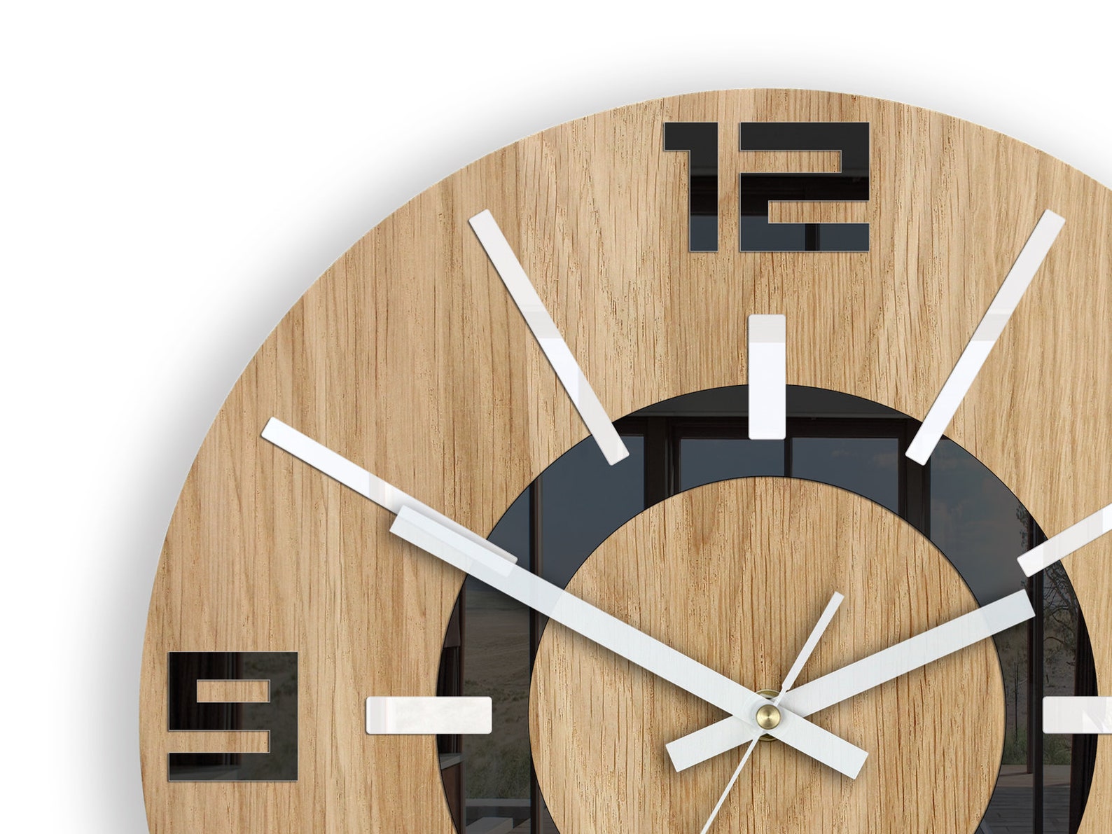 Large wall clock white-black with a quiet mechanism | Etsy