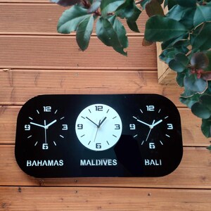 LARGE Office Clock, World Time Zone Clock , Time Zone Wall Clock, City ...