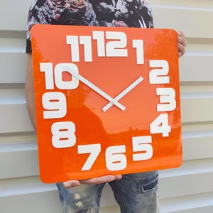 High Gloss Square Wall Clock - Modern Acrylic Design, Large Decorative ...